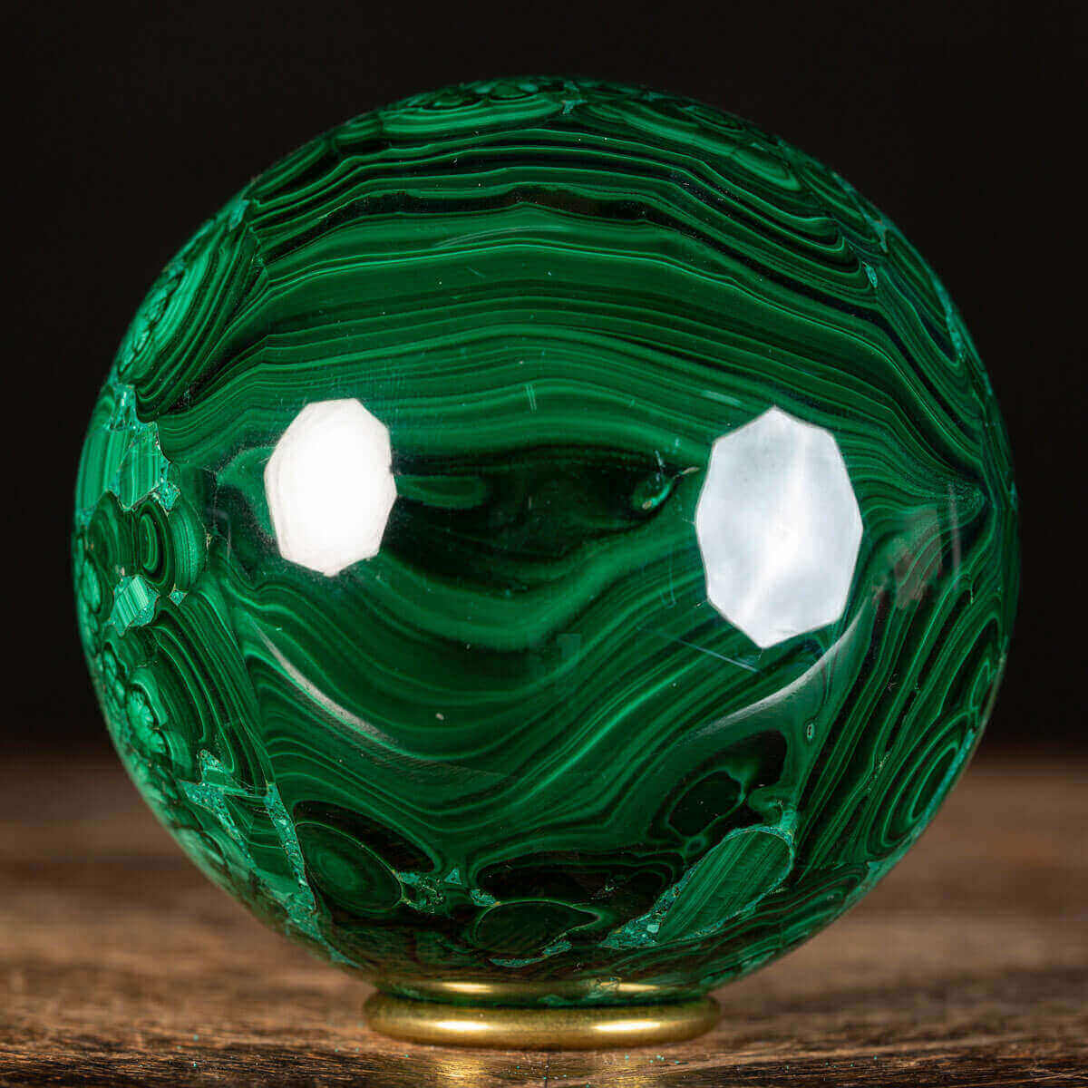 Malachite Sphere with Concentric Designs - MAC-205